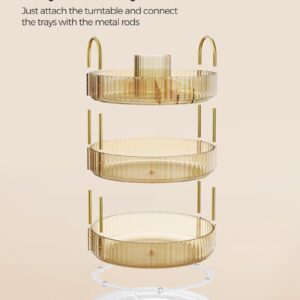 SONGMICS Makeup Organizer, 3-Tier Round Rotating Skincare Organizer Countertop, Customizable, Toiletries Vanity Organizer, Lazy Susan, Gift, Champagne Gold UJKA011A01