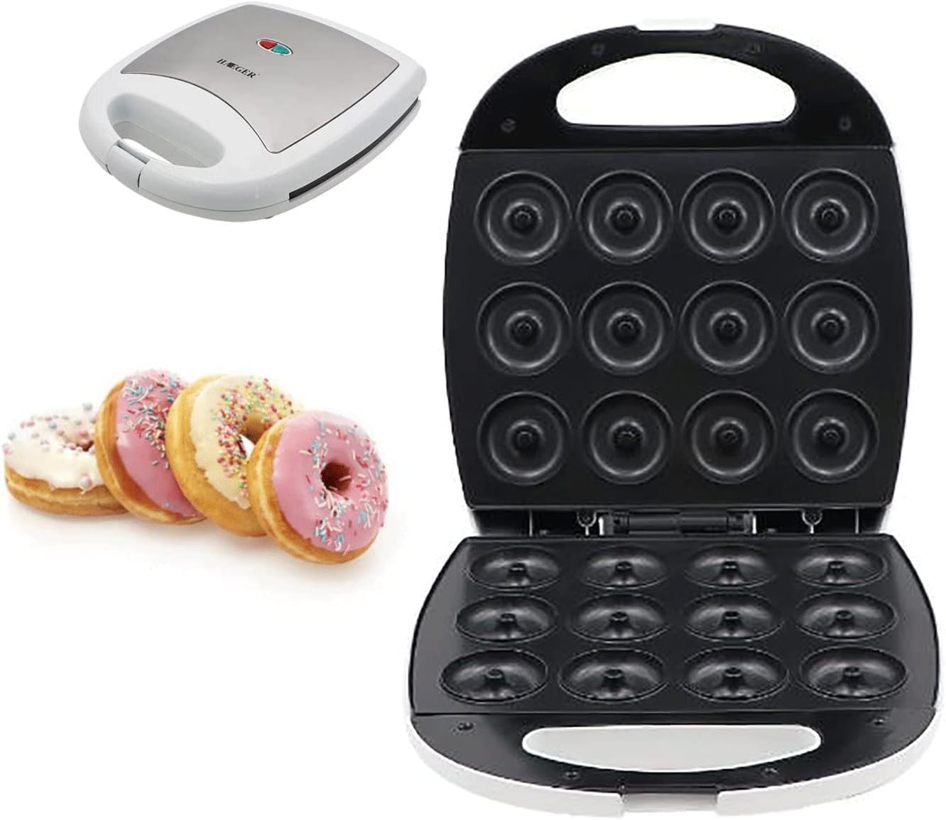 Mini Donut Maker Machine, 1400W Nonstick Electric Doughnut Baker Machine for Home Bakery Dessert Shop Mall Dessert Shop