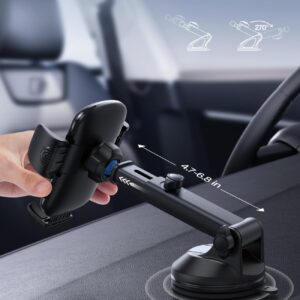 Lamicall Car Phone Holder - [Strongest Military-Grade Suction Cup] Phone Holders for Your Car Quick Release Adjustable Car Phone Mount Holder Dashboard for iPhone Samsung Smartphone Truck