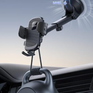 Lamicall Car Phone Holder - [Strongest Military-Grade Suction Cup] Phone Holders for Your Car Quick Release Adjustable Car Phone Mount Holder Dashboard for iPhone Samsung Smartphone Truck