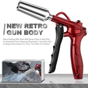 Heavy-Duty Air Blow Gun with Powerful Flow Nozzle, High Volume Air Nozzle Blower Gun with Stainless Steel Extension & 1/4'' Standard Quick Plug, Pneumatic Dust Clean Tool for Air Compressor Accessory