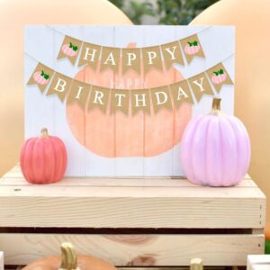 Pumpkin Birthday Burlap Banner Our Little Pumpkin Party Decoration Thanksgiving Fall Theme Birthday Supplies Pink