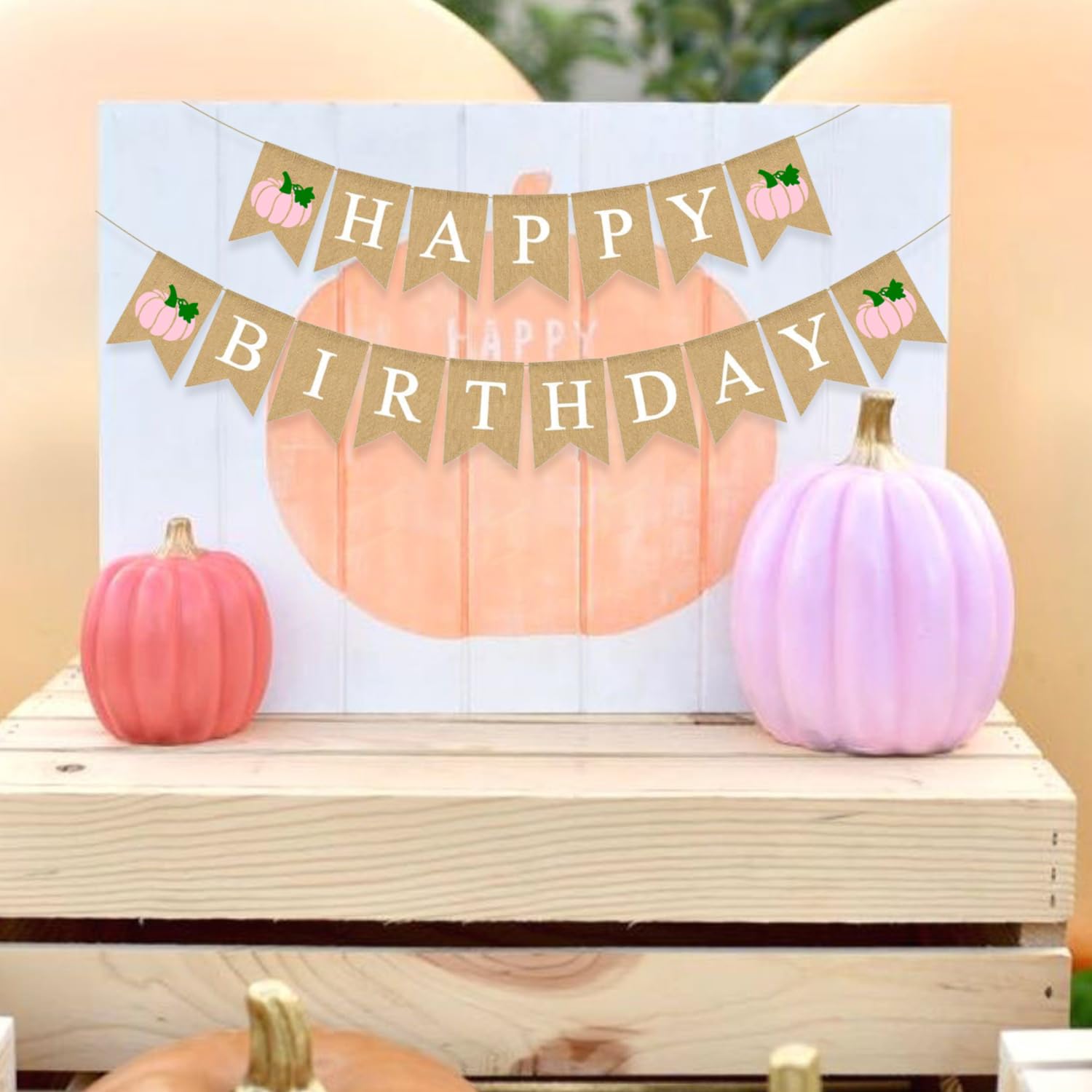 Pumpkin Birthday Burlap Banner Our Little Pumpkin Party Decoration Thanksgiving Fall Theme Birthday Supplies Pink