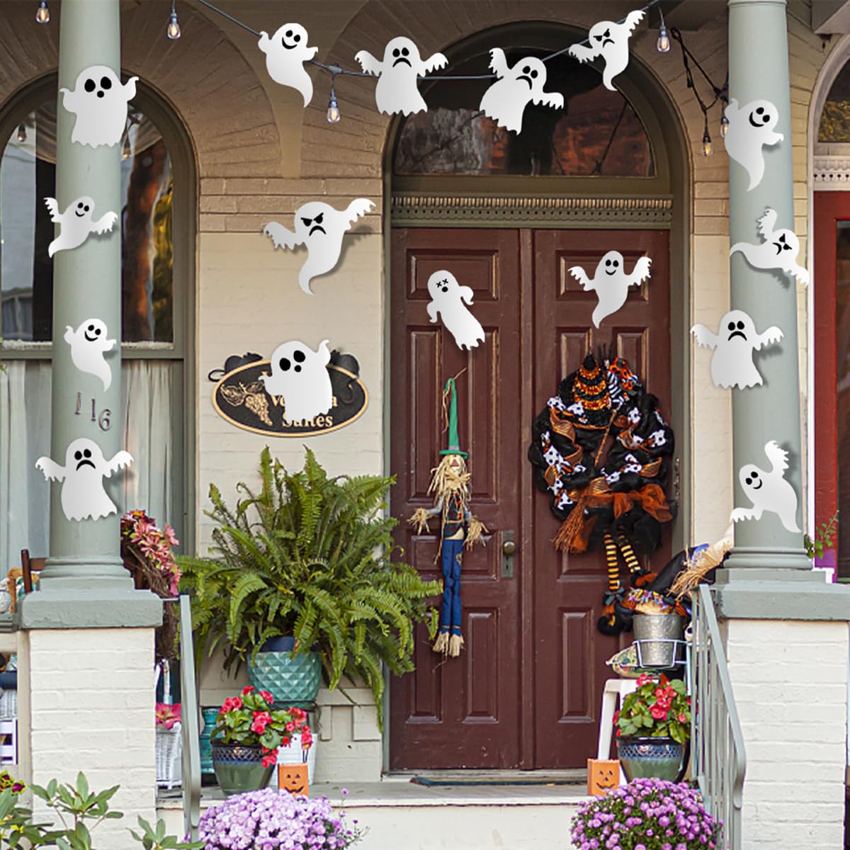 3D Halloween Cute Ghost Stickers Decor 42 Pcs Ghost Wall Halloween Decorations Reusable Self-Adhesive White Ghost Wall Decals Halloween Party Supplies for Gothic Home Window Door Wall Room Decor