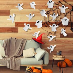 3D Halloween Cute Ghost Stickers Decor 42 Pcs Ghost Wall Halloween Decorations Reusable Self-Adhesive White Ghost Wall Decals Halloween Party Supplies for Gothic Home Window Door Wall Room Decor