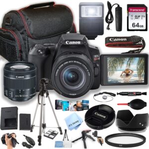 canon eos rebel sl3 dslr camera w/ef-s 18-55mm f/4-5.6 stm zoom lens + 64gb memory, case, tripod, flash, remote, and more (32pc bundle) (renewed)