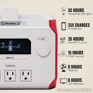 Coleman Voyager Go 500 Battery Generator - Portable Power Station, 478Wh Lithium-Ion Battery, 500W Pure Sine Wave Inverter, Fast Charging, Solar Generator for Home Backup Power, Camping & RVs