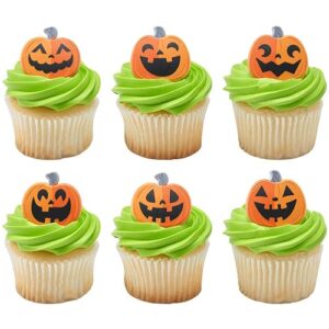 Halloween Jack O' Lantern Pumpkin Cupcake Rings Party Favors - 24 pc