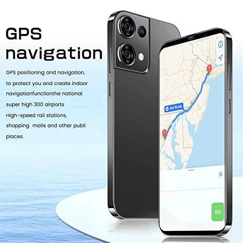 HD Smart Phone, Smart Phones Face Recognition GPS Navigation Dual Camera for Travel (Black)