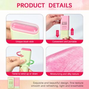 Paminify Soft Creamy Blush Stick,On-the-Go Blush,2-in-1 Cheek and Lip Tint,Waterproof Hydrating Solid Natural Moisture Smooth Blendable Matte Finish Face Blush Makeup,01 shy pink