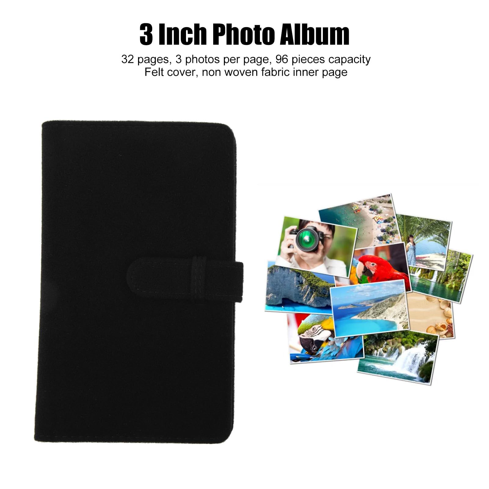 Paper Photo Holder, Lock Design 3 Inch Photo Folder for Delicate Tissue Storage and Display