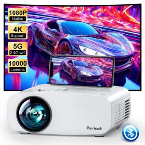 5g wifi bluetooth projector, pericat native 1080p movie projector for phone, portable outdoor projector, 10000l home theater video projector, mini projector compatible w/ pc, hdmi, usb, tv stick, ps5