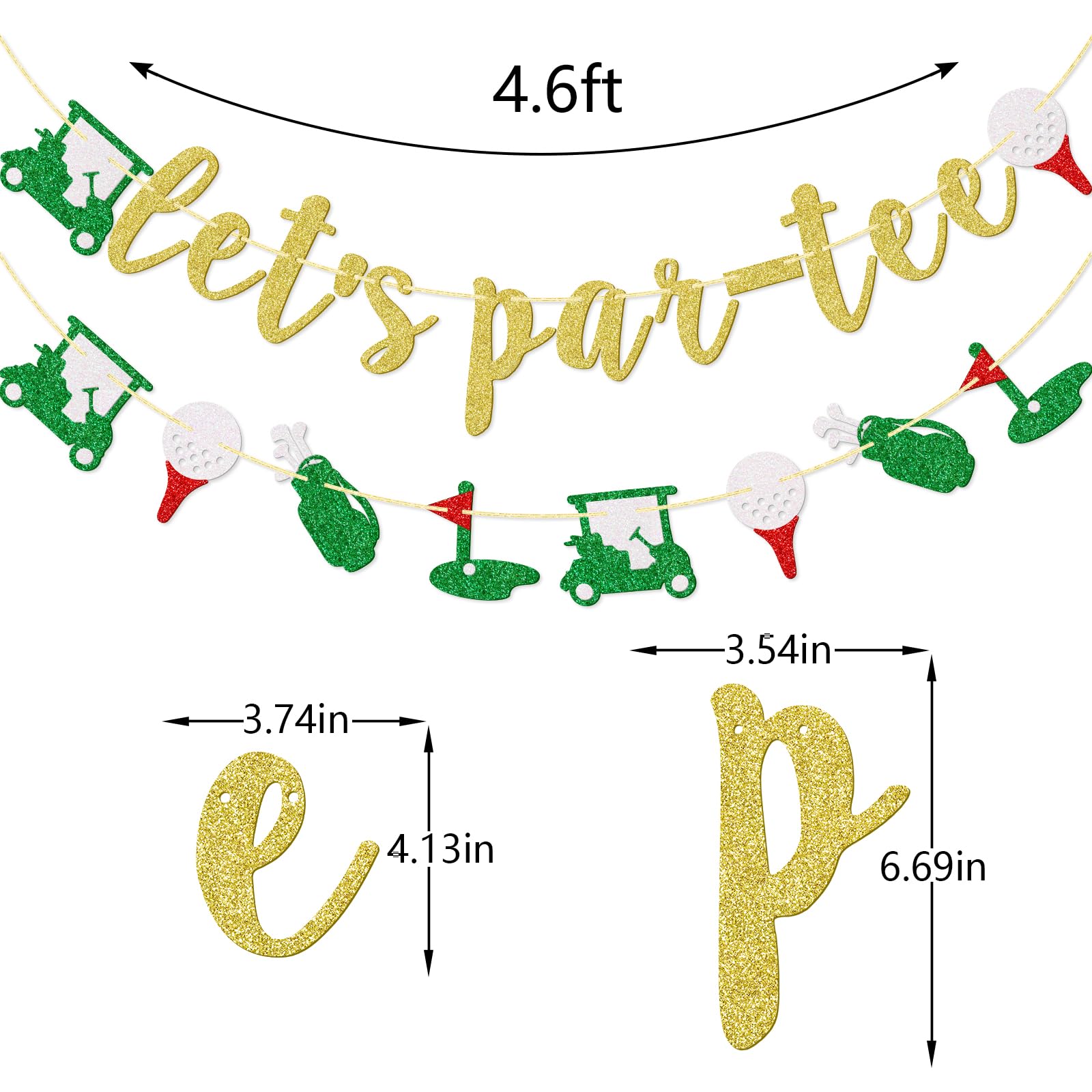 Let's Par-Tee Banner, Golf Themed Birthday Banner, Retirement Party Decor for Golf Lover, Golf Party Decorations, Gold Glitter