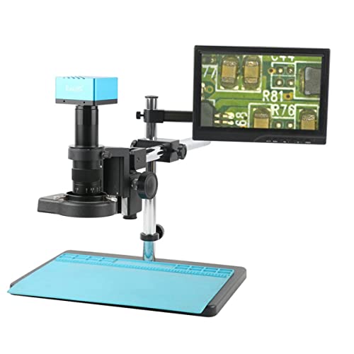 Lab Microscope Slides 4K 8MP USB HDMI LAN Video Microscope Measuring Camera + 100X/130X/180X/300X/200X/500X Zoom Lens for PCB Soldering Phone Repair PCB Inspection Microscope Parts (Color : D, Size