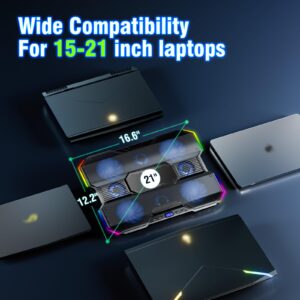 Powerful Laptop Cooling Pad - Thermoelectric Cooler with 8 Brushless Fans for Gaming Laptops, RGB Lights, and Stable Laptop Stand