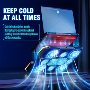 Powerful Laptop Cooling Pad - Thermoelectric Cooler with 8 Brushless Fans for Gaming Laptops, RGB Lights, and Stable Laptop Stand