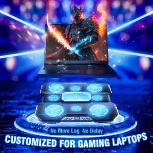 Powerful Laptop Cooling Pad - Thermoelectric Cooler with 8 Brushless Fans for Gaming Laptops, RGB Lights, and Stable Laptop Stand