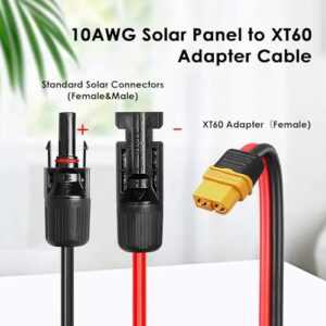 MOOKEERF Solar to XT60 Extension Cable 10AWG 20FT Solar Connector to XT60 Adapter Cable for Solar Panel to Portable Power Station Solar Generator Battery Pack