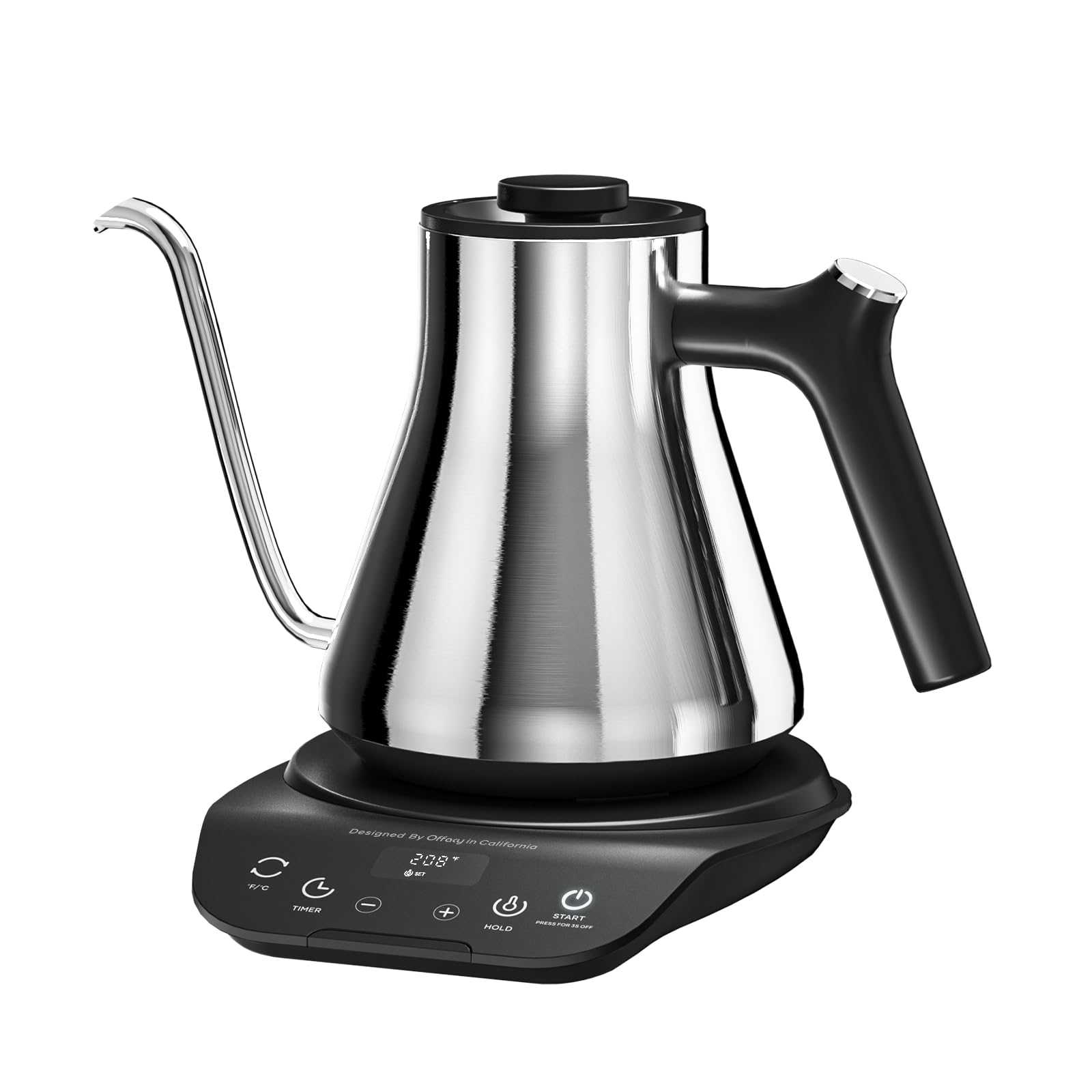 Offacy Electric Gooseneck Kettle,- 0.9L 1200W Quick Heating, ±1℉ Temperature Control, 100% Stainless Steel Inner Pot for Pour Over Coffee & Tea, Perfect for Boiling Hot Water