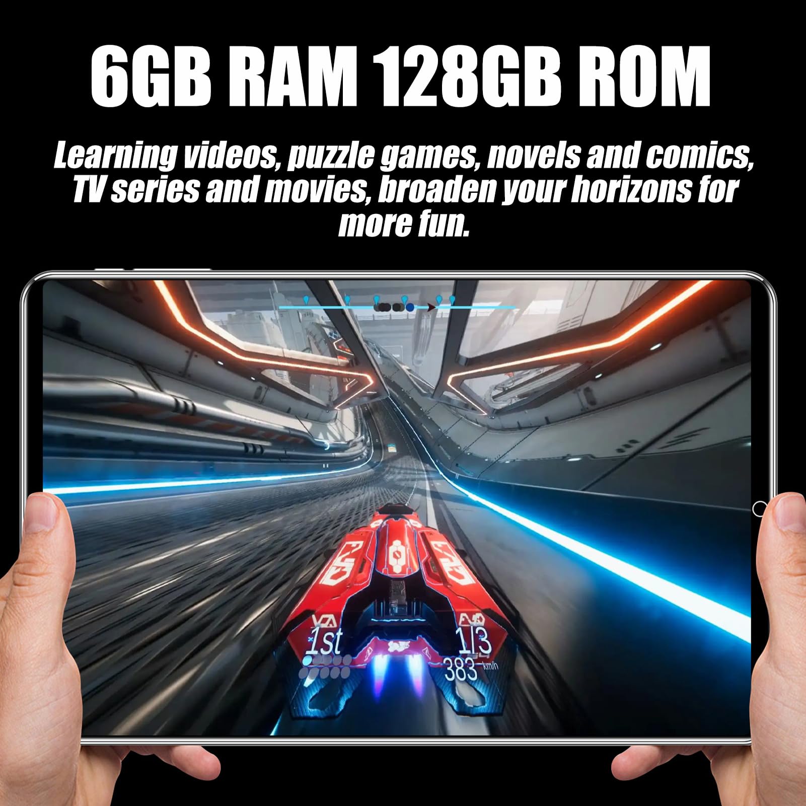 Sanpyl 6GB RAM 128GB ROM 10.1in Talking Tablet for Android11, BT5.0, 2.4G 5G WiFi, 5000mAh Type C Rechargeable, 2560x1600 IPS, Front 5MP & Rear 8MP, 3 Card Slot, 3.5mm, 100-240V