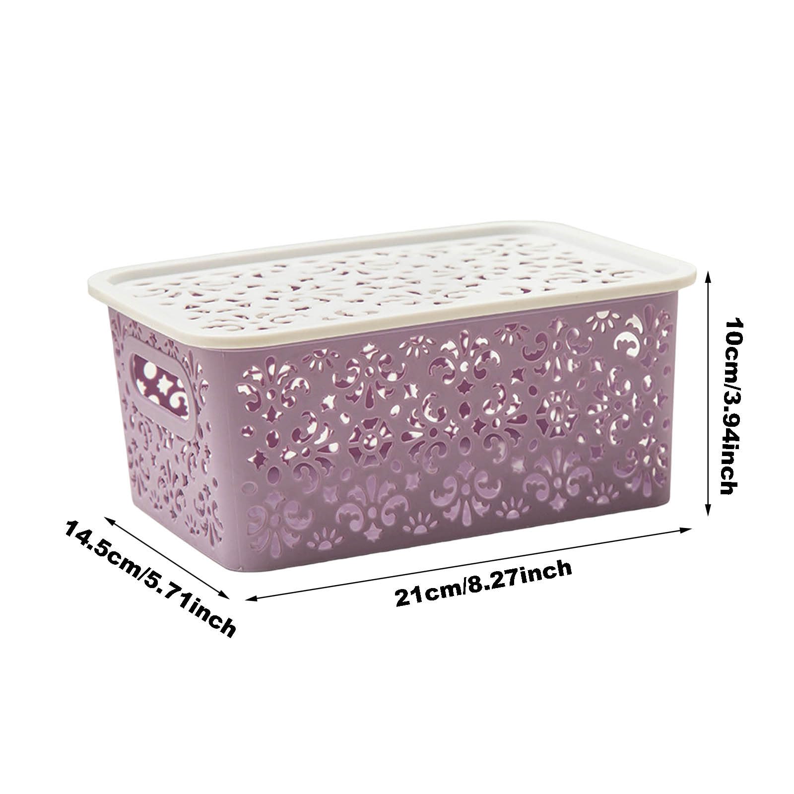 CLZOUD Storage Set with Divided Interior Out Delicate Retro Pattern Storage Basket With Lid For Clothes Cosmetics Papers Toys under Bed Storage Boxes with Lids (Pink, One Size)