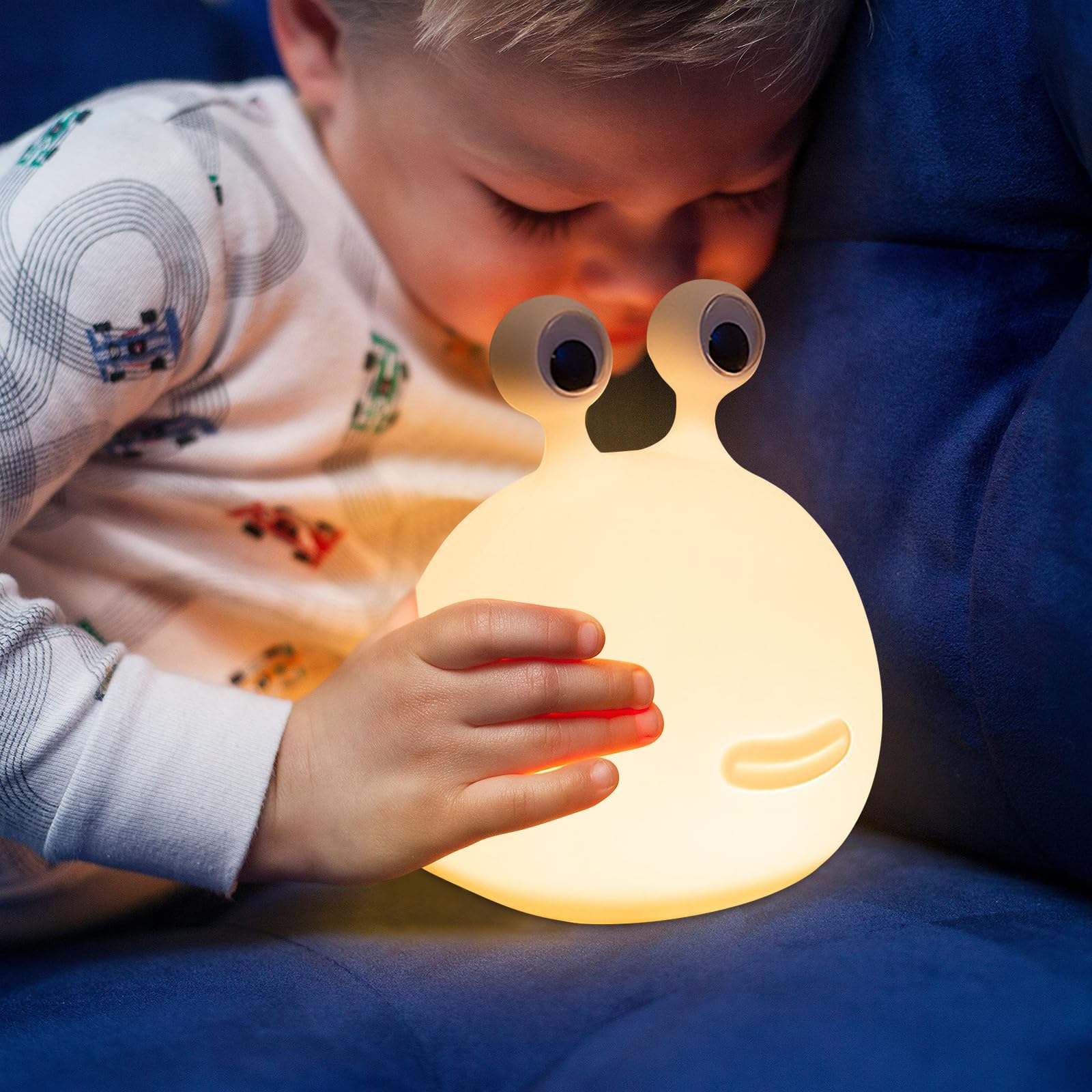 Yesinaly Cute Slug Night Light - Funny Kid Night Light for Bedroom Classroom Decor, Touch Night Light Soft Silicone Lamp for Birthday Gifts Room Decorations