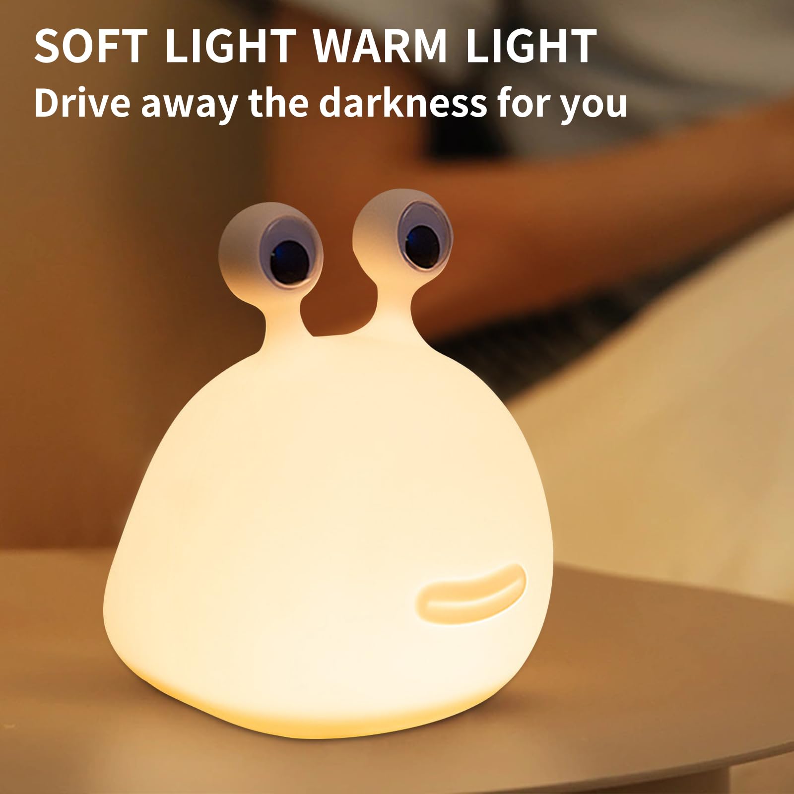 Yesinaly Cute Slug Night Light - Funny Kid Night Light for Bedroom Classroom Decor, Touch Night Light Soft Silicone Lamp for Birthday Gifts Room Decorations