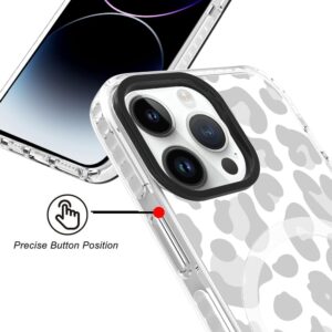 SAKUULO Magnetic for iPhone 14 Pro Case Light Gray Leopard Print Pattern [Compatible with MagSafe] Wireless Charge Slim Shockproof Case for iPhone 14 Pro Phone Case, Gray Leopard (6.1")