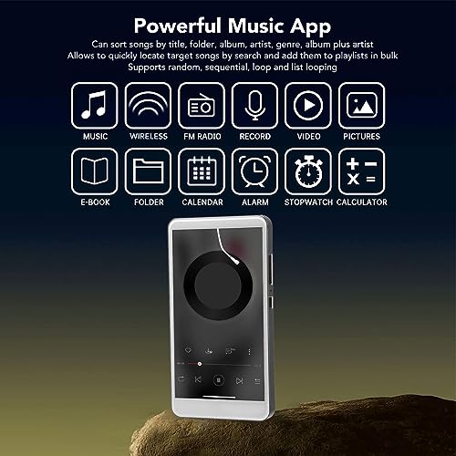 Bluetooth MP4 Player, 5 HD Full Touchscreen MP4 Player, Portable Digital HiFi Music Player with Camera, 2200mAh Battery, Support with Bluetooth Earphone Speaker Car Stereo (Black)