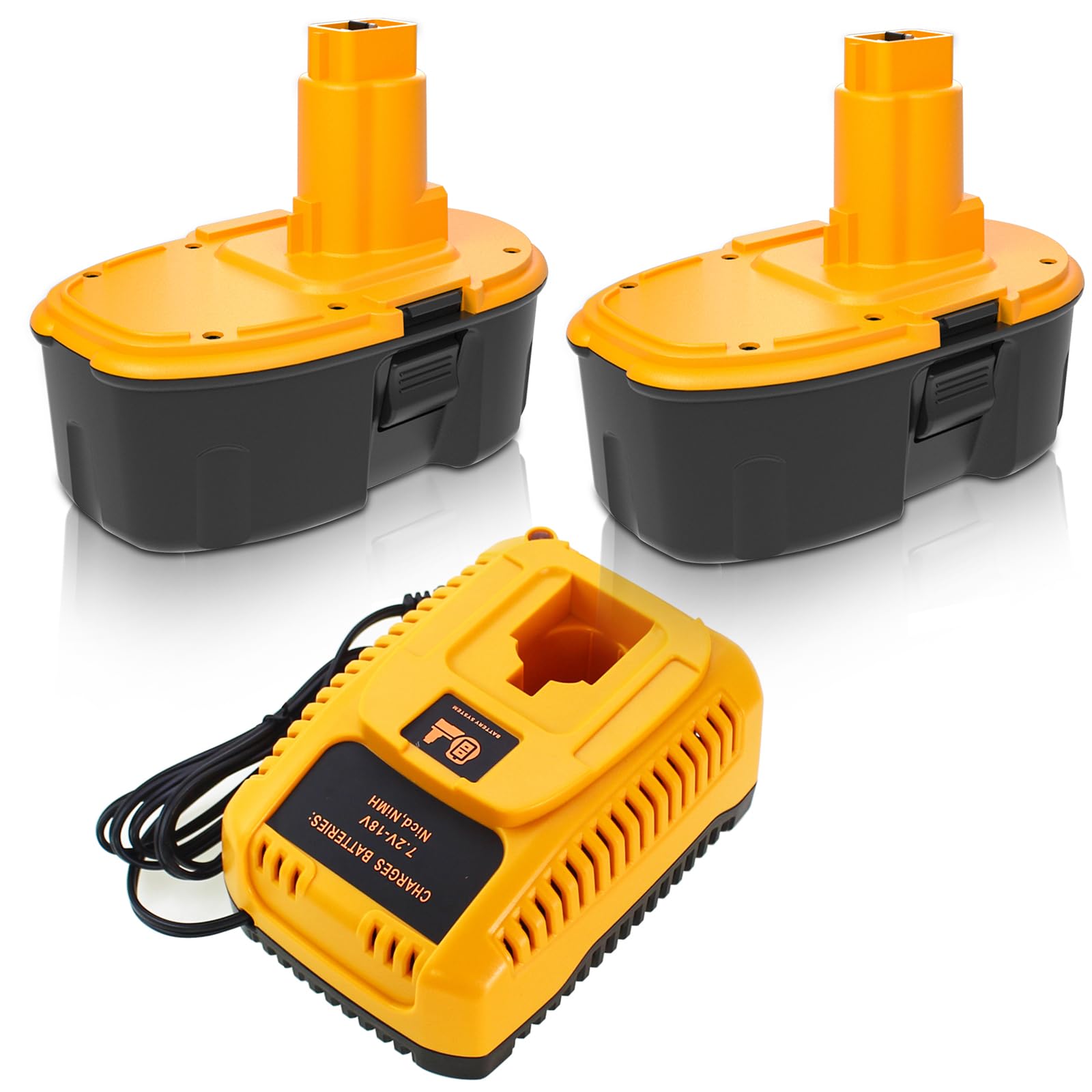 2Packs 4.5Ah 18V DC9096 DC9098 Replacement Battery and Charger for Dewalt 18V Battery XPR DC9099 DW9095 DW9096 DW9098 DE9039 DE9095 DE9096 DE9098 Compatible with Dewalt 18Volt Cordless Power Tools