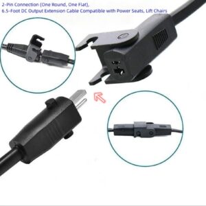 Power Cord AC Replacement tilt Adjuster Cable 4.9 feet, DC Power Cord 2-pin Distributor Replaces 6.56 feet Y-Shaped Power Extension Cable, Used for Lift or Electric Recliner Okin Lazboy Catnapper