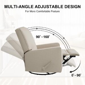 THLAND Swivel Rocker Recliner Chair, Nursery Glider Chair, Manual Modern Comfy Sofa Chair for Living Room, Bedroom(Beige)