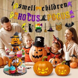 Pre-strung Hocus Pocus I Smell Children Halloween Banner, 3 Packs Glitter Halloween Decorations, 3D Witch Bats Home Decor, Halloween Wall Hanging Décor, Party Decoration Supplies Kit