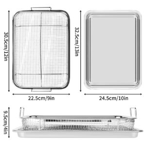 Air Fryer Basket | 12.8" x 9.6" Stainless Steel Non-toxic Basket with Tray | Airfry Toaster Oven Accessories