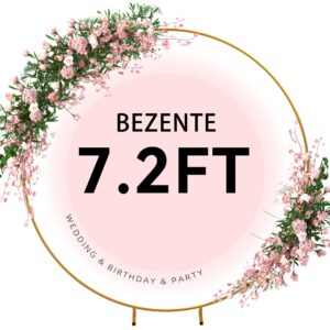 bezente 7.2ft round backdrop stand, golden metal balloon arch stand, stable wedding arch circle backdrop stand frame for wedding birthday baby shower party decoration