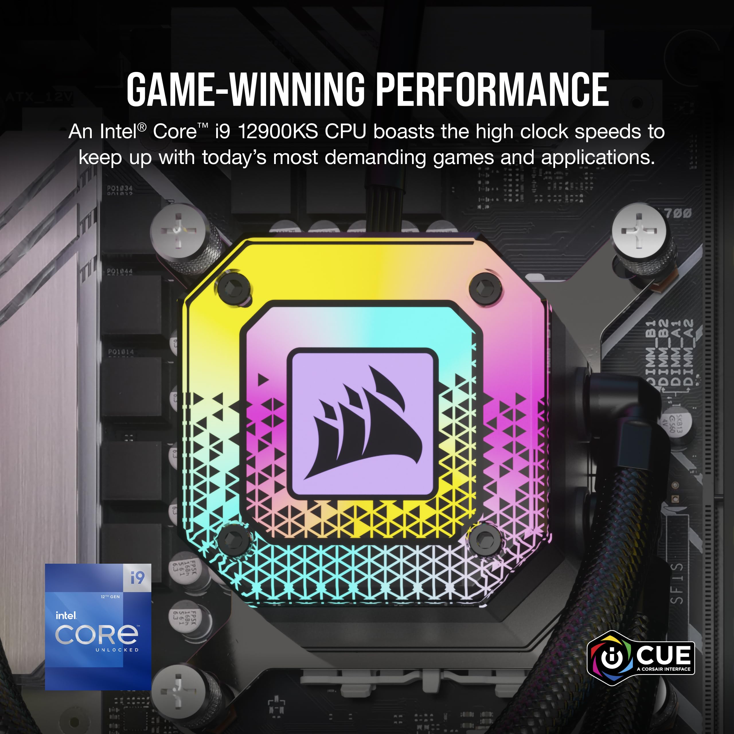 Corsair Vengeance i8100 Series Gaming PC - Liquid Cooled Intel® Core™ i9 12900KS CPU - NVIDIA® GeForce RTX™ 4090 GPU - 4TB M.2 SSD - 64GB Dominator Platinum RGB DDR5 Memory - Black