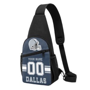 custom dallas sling bag, personalized crossbody bags with name and number, customize sling shoulder backpack chest bag daypack for men women fans gifts