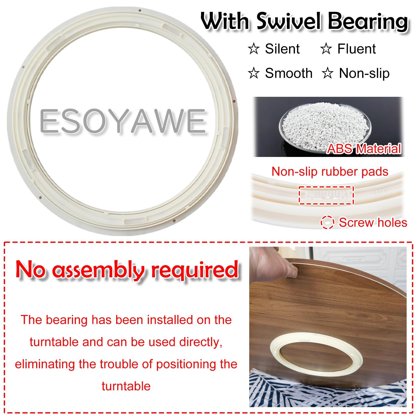 Round Wooden Lazy Susan Turntable For Dining Table, 20 24 28 32 36 39 In Tabletop Rotating Serving Plate, Smooth Rotation Easy To Share Food Rotating Plate