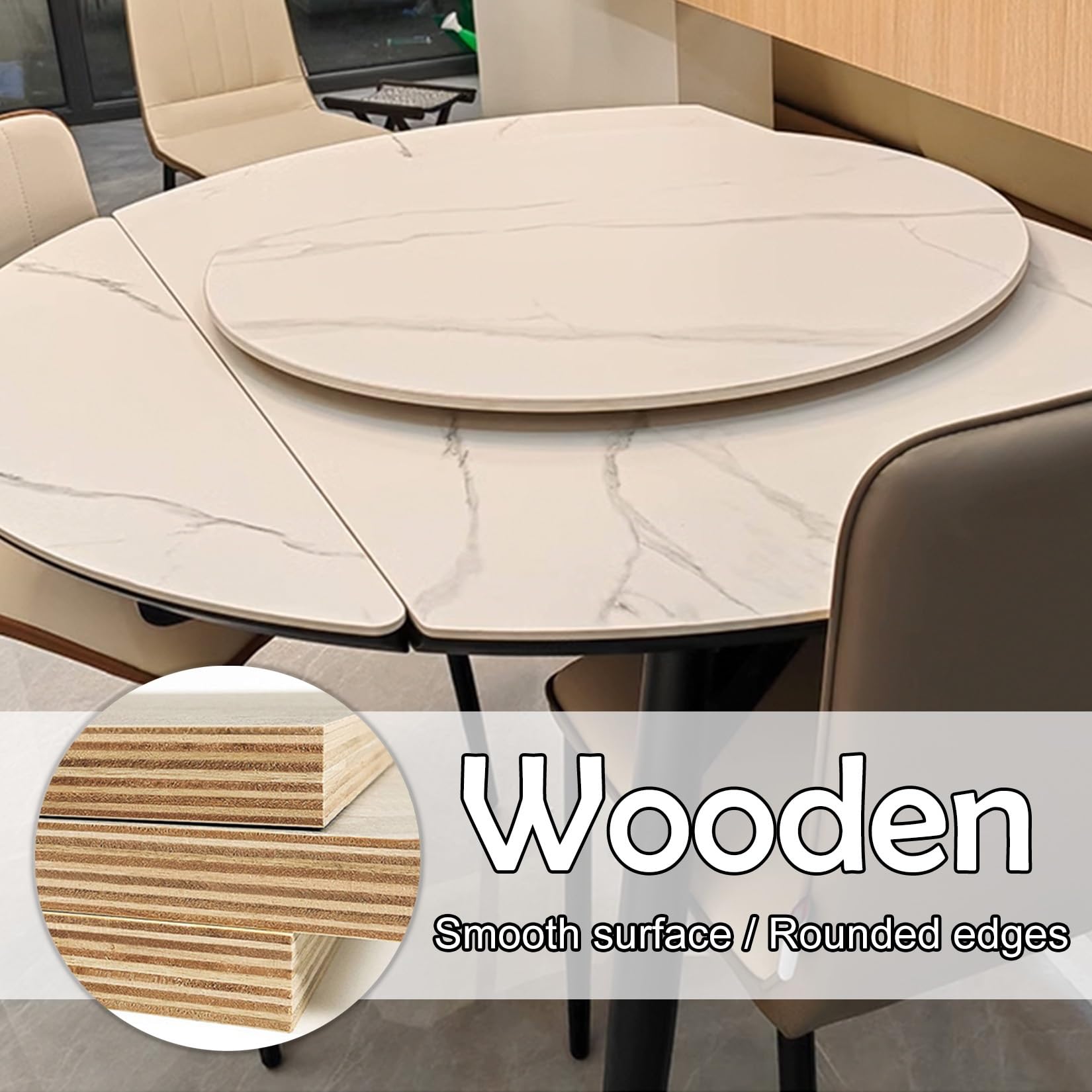 Round Wooden Lazy Susan Turntable For Dining Table, 20 24 28 32 36 39 In Tabletop Rotating Serving Plate, Smooth Rotation Easy To Share Food Rotating Plate