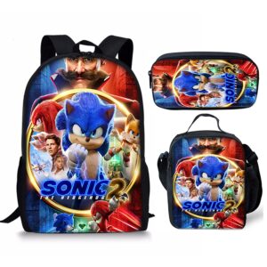 fnasfia anime backpack pencil case lunch bag 3 piece set cartoon backpack boys and girls' backpack 3d backpack