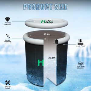 hanvate Large Ice Bath Tub Outdoor for Recovery, Cold Plunge Chiller for Athletes Cold Water Therapy, Easy Install Portable Ice Bath Plunge Pool with 2-Dustproof Cover for Ice Bath/Soaking/Spa