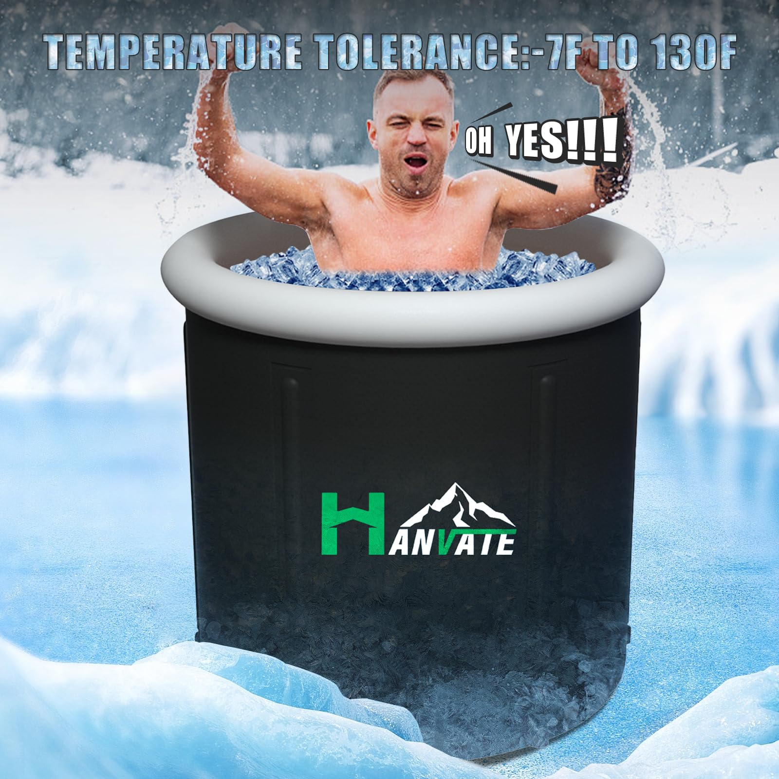 hanvate Large Ice Bath Tub Outdoor for Recovery, Cold Plunge Chiller for Athletes Cold Water Therapy, Easy Install Portable Ice Bath Plunge Pool with 2-Dustproof Cover for Ice Bath/Soaking/Spa