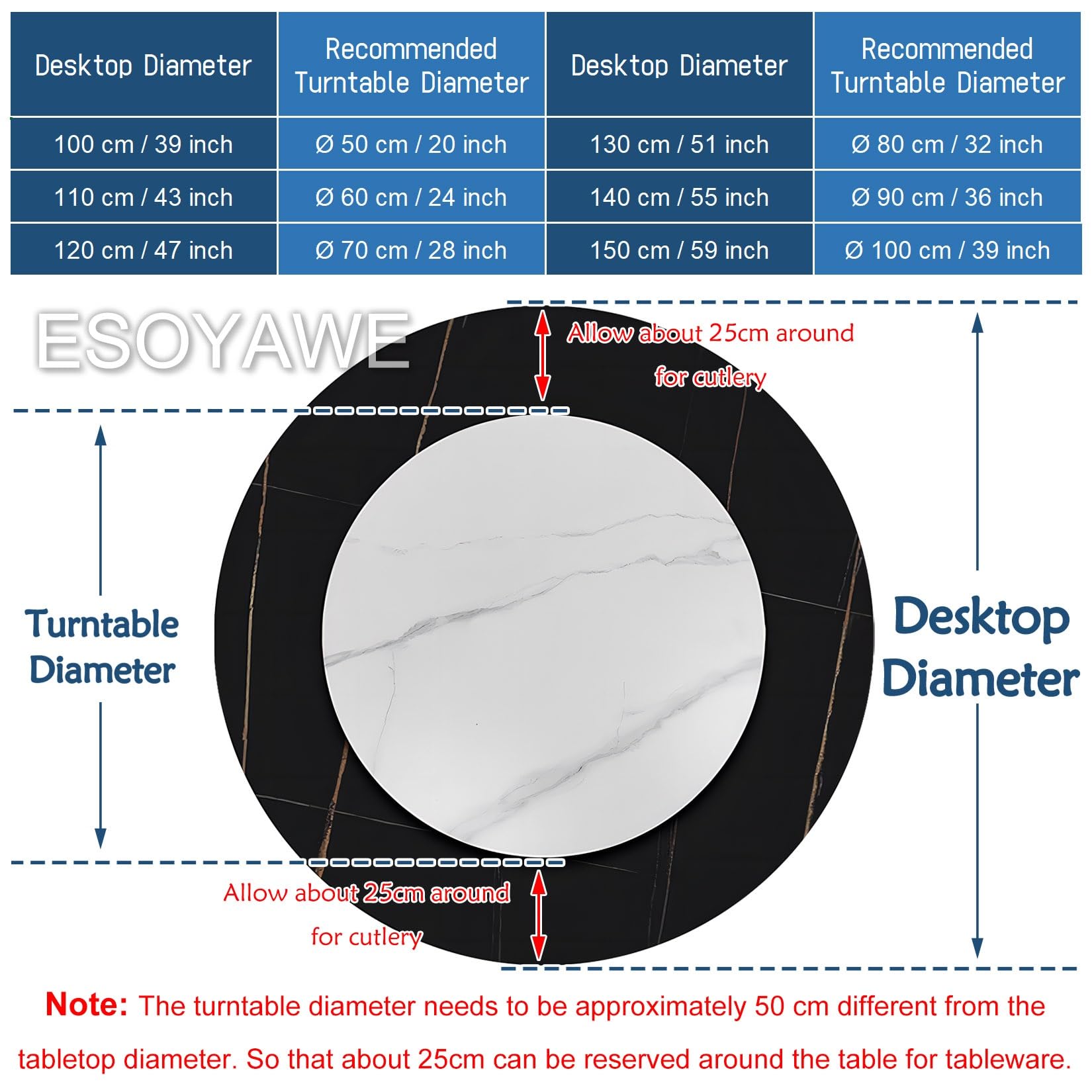 Wooden Lazy Susan Turntable For Round Dining Table Ø 20 24 28 32 36 39 Inch, 360° Silent Smooth Rotation Tabletop Serving Tray, Easy To Share Food Large Rotating Plate