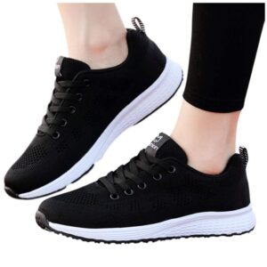 Womens Walking Shoes Knit Mesh, Platform High Top Sneakers Comfy Outdoor Travel, Lace Up Tennis Shoes Minimalist Sandals, Orthopedic Wide Fit Casual Shoes Unisex Fashion Autumn