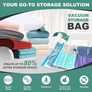 WTREE 20 Pack Vacuum Storage Bags, Space Saver Bags (4 Jumbo/4 Large/4 Medium/8 Small) Vacuum Sealed Bags for Comforters, Blankets, Clothes Storage, Hand Pump Included