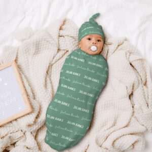 IWEORTHY Personalized Baby Blanket and Hat Sleep Sack Set with Name | Soft Swaddle Blanket for Boys and Girls | Perfect Baby Customized Blankets for Newborns, Infants, and Toddlers (Name Stlye)