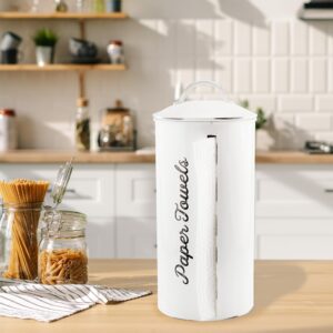 AuldHome Farmhouse Paper Towel Holder (White); Rustic Enamelware Countertop Paper Towel Dispenser for Kitchen