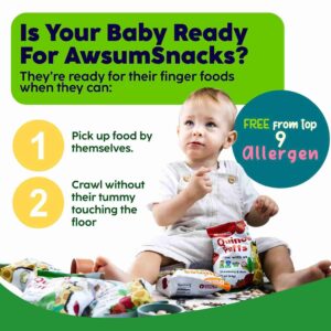 Awsum Organics Baby Snacks - Happy Healthy Baby Food - Snack for babies - Vegan Kosher Gluten Free - Natural Plant Based Protein Puffs - Non-Allergy - No Added Sugar 0.75 Oz Bag (Variety, 4 packs).