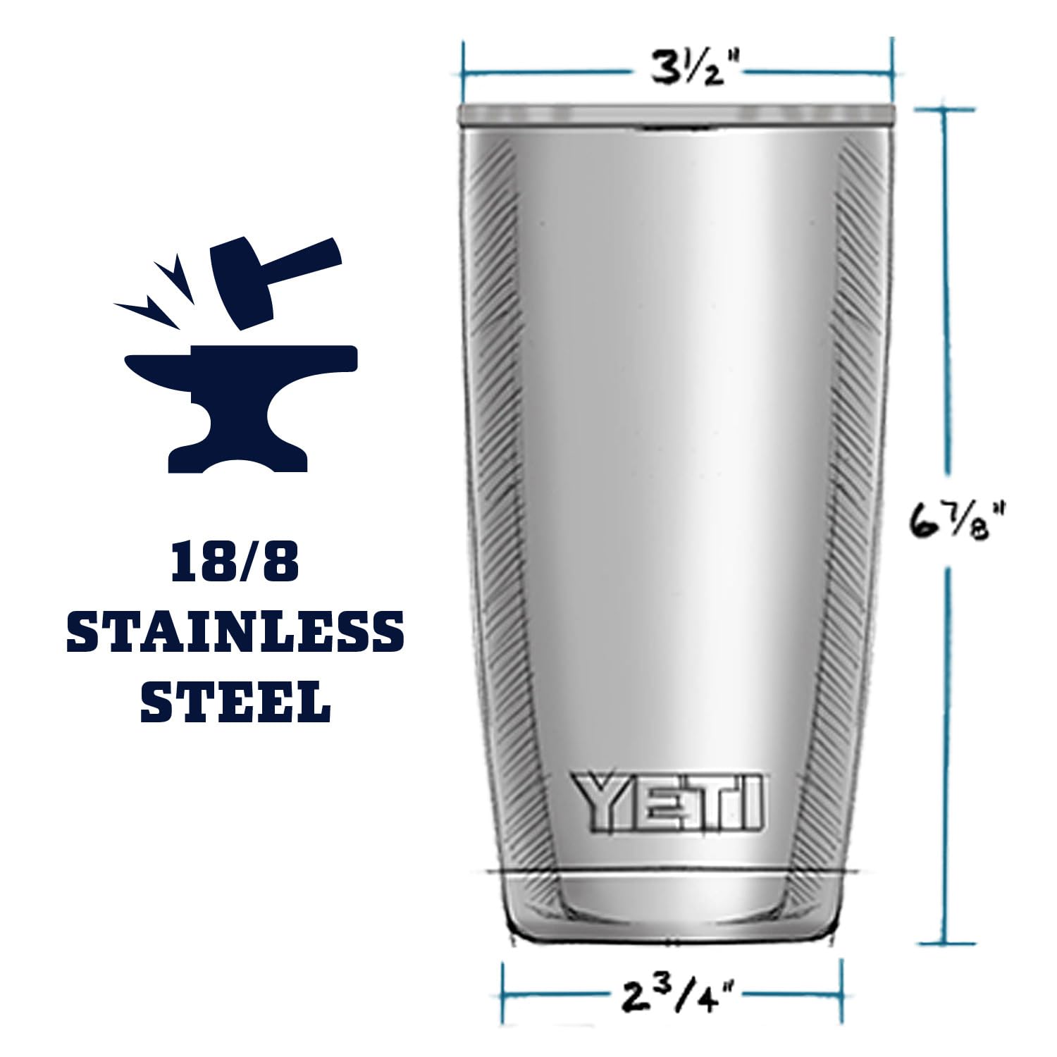 YETI Rambler 20 oz Tumbler, Stainless Steel, Vacuum Insulated with MagSlider Lid, Power Pink