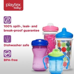 Playtex Baby Sipsters Stage 3 PAW Patrol Spout Cups, Spill-Proof, Leak-Proof, Break-Proof - Red & Blue, 9 Oz, 2 Count